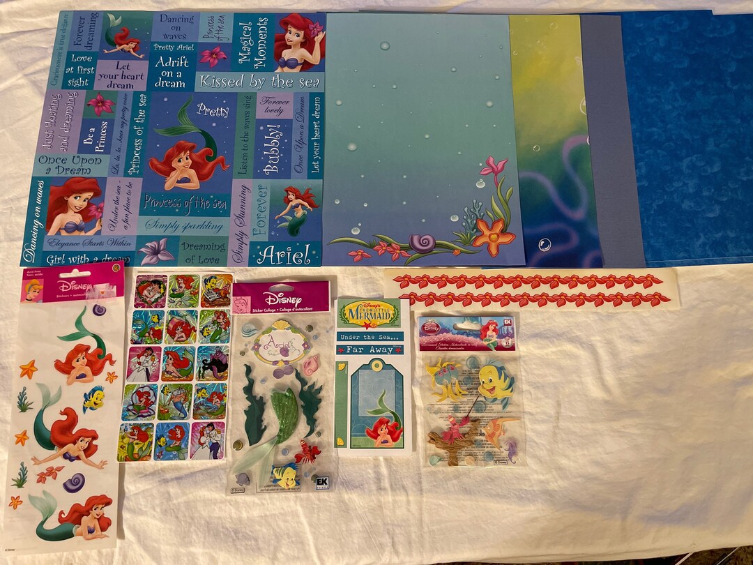 ARIEL Disney the Little Mermaid 12x12 Paper & Stickers 79 Items MTL103 ...