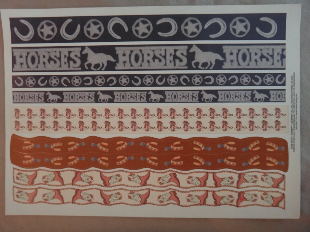 Vintage Western Stickers: Horse, Saddle, Boot Borders for Scrapbooking ...