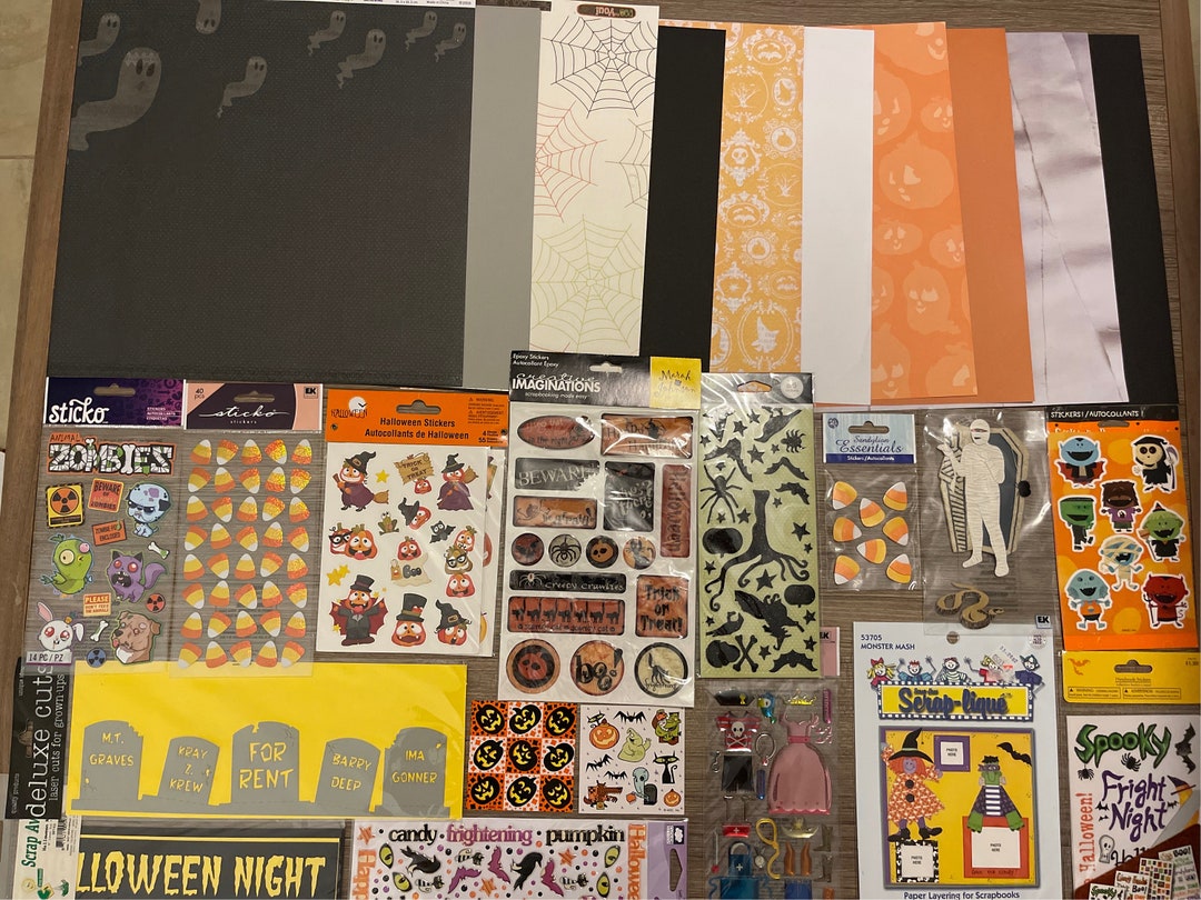 Halloween Scrapbook Kit - 10 - 12x12 Sheets - Ghosts, Spider Webs, Jack ...