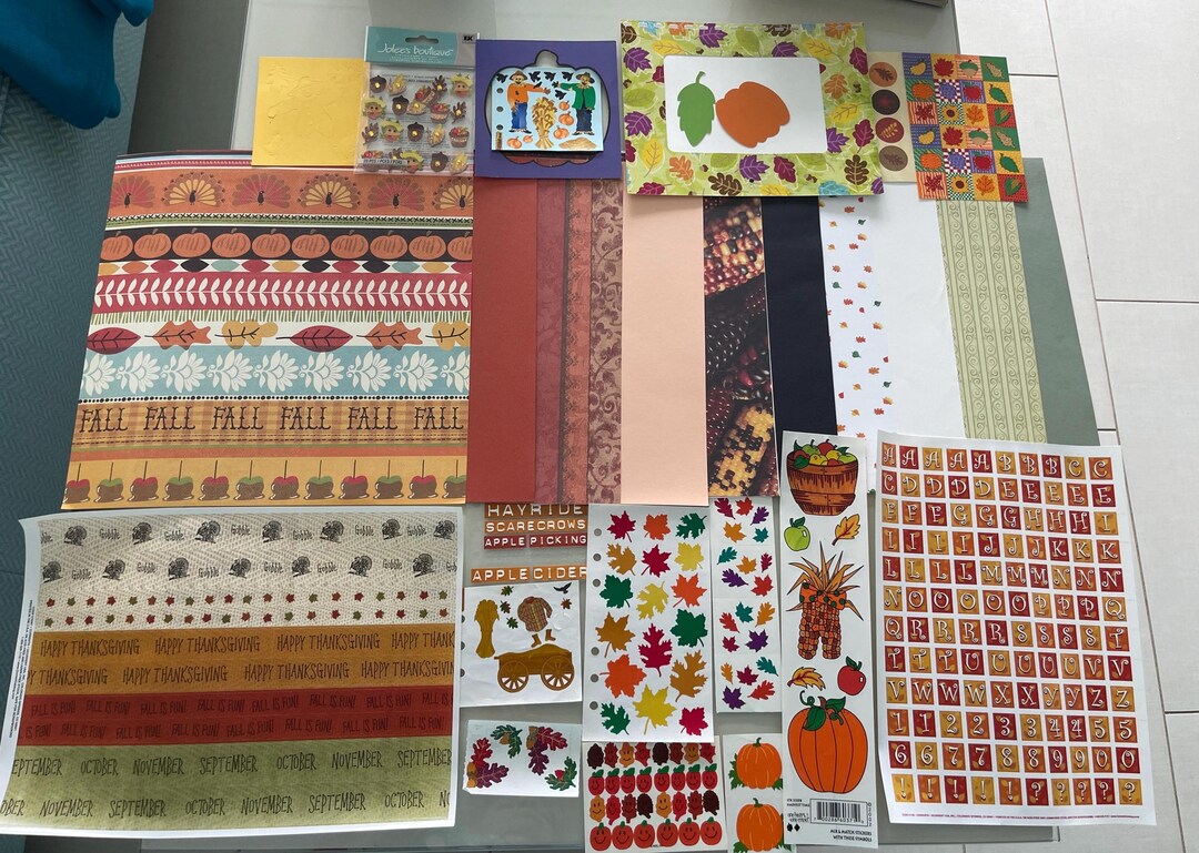 Autumn / Fall Scrapbook Kit - Ten 12x12 Paper, Alphabet / Punctuation ...