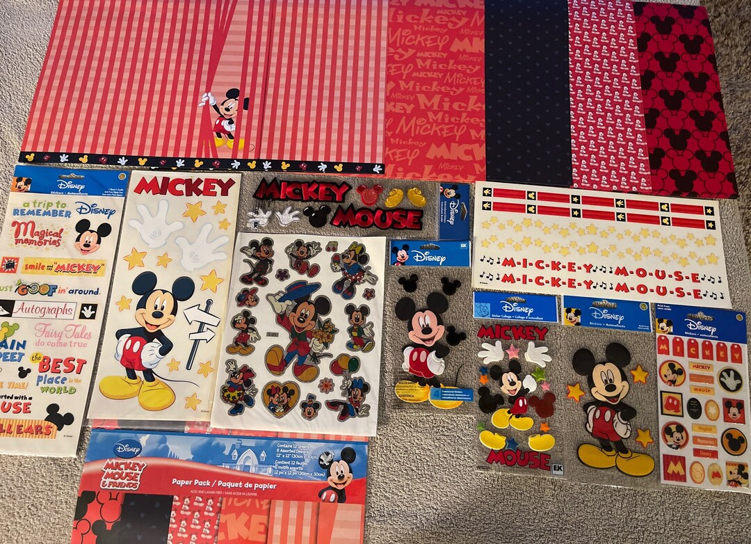 Mickey Mouse Scrapbook Paper & Stickers - 121 Piece Embellishment Set ...