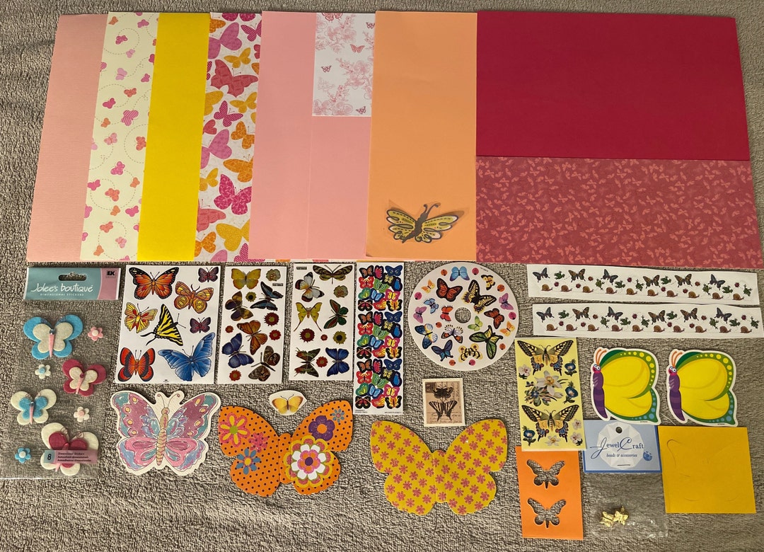 Butterflies Scrapbook Kit - 12” X 12” Paper, Die Cuts, Butterfly ...