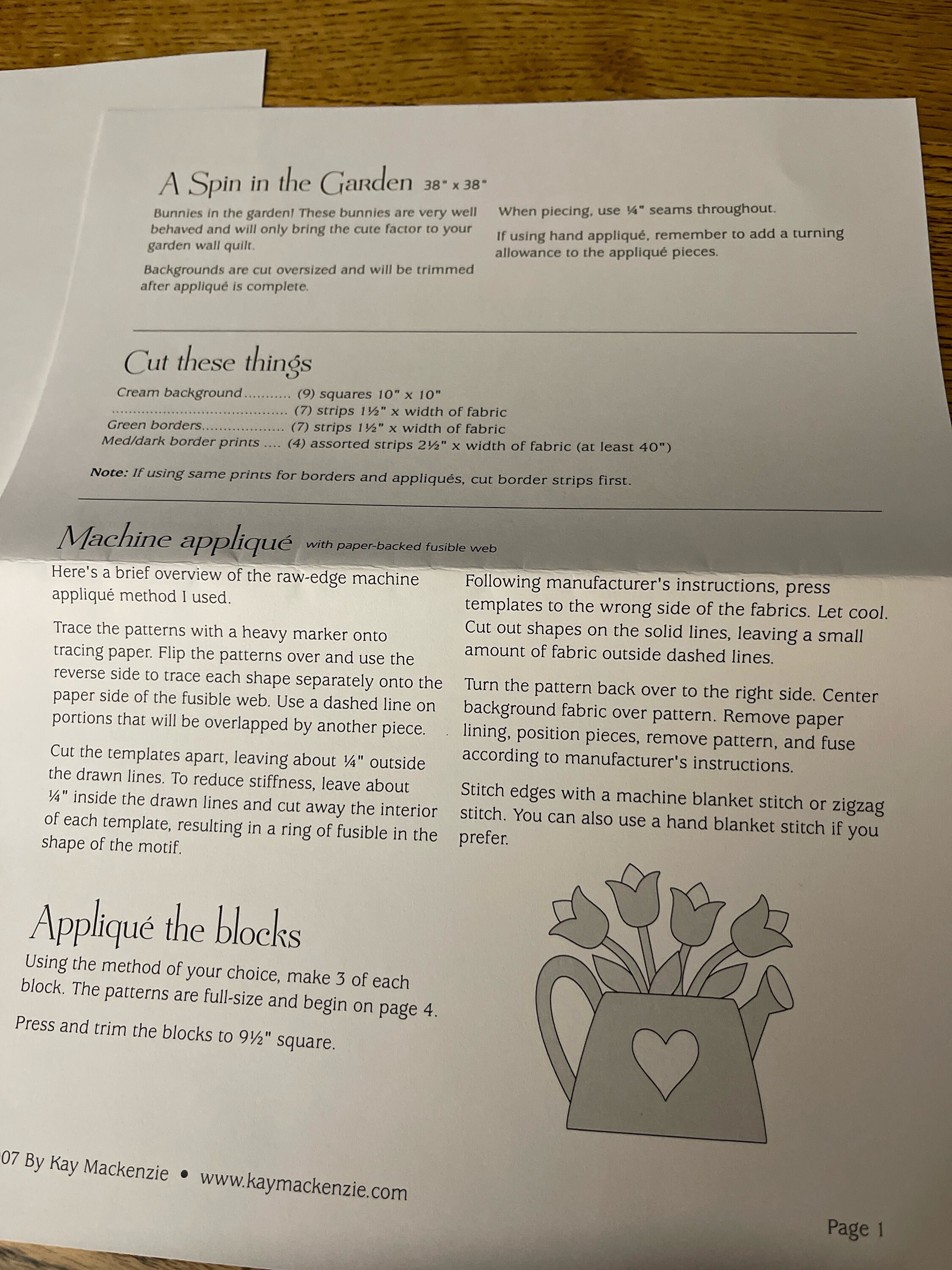 Wall Quilt Pattern A Spin in the Garden Kay Mackenzie 2013 Complete ...