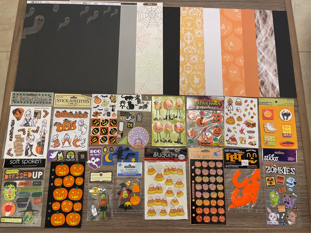 Halloween Scrapbook Kit: 10 - 12" X 12" Paper, Stickers, Die Cuts - 251 ...