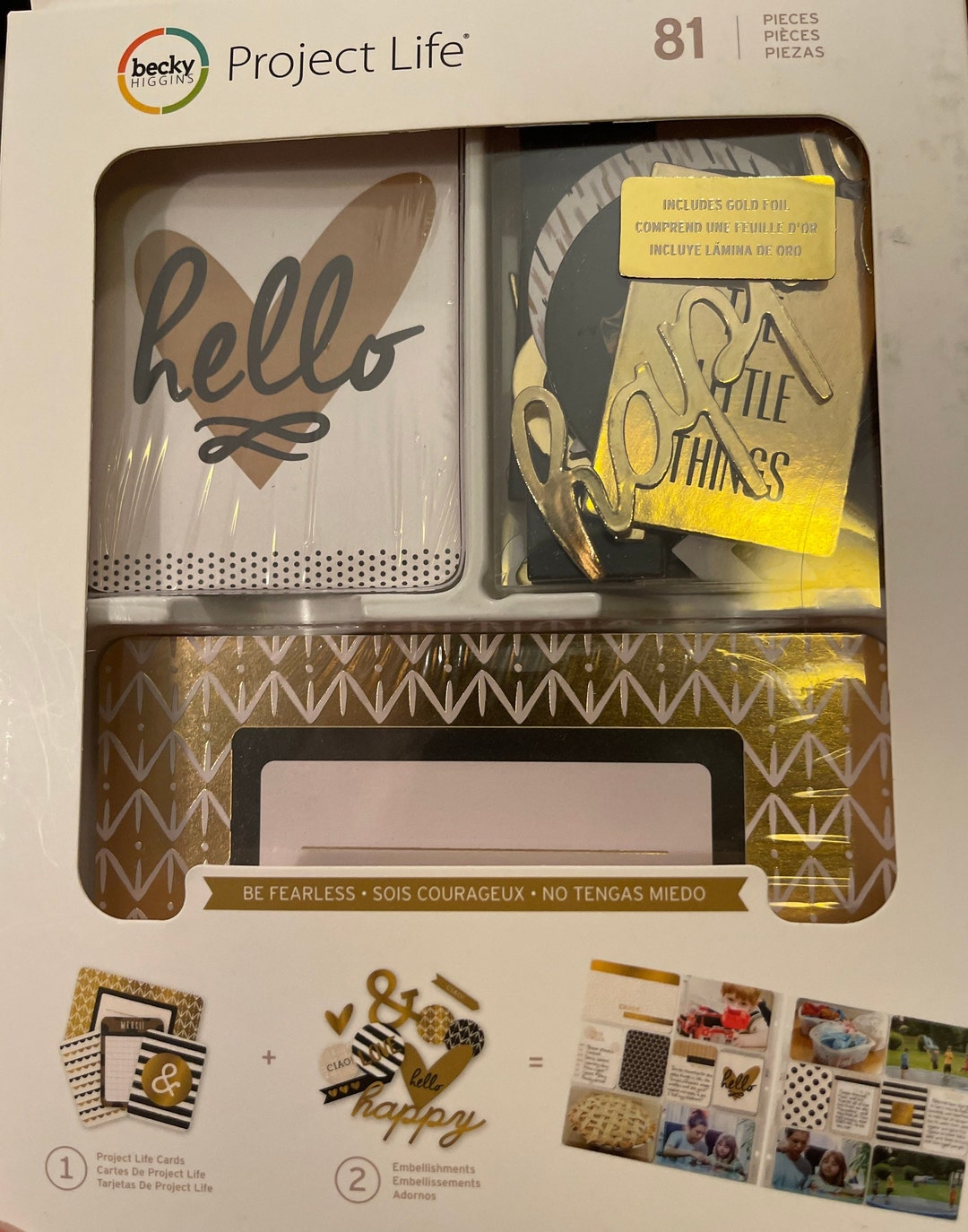 Project Life - Becky Higgins - Be Fearless - Gold Foil - 81 Pieces ...