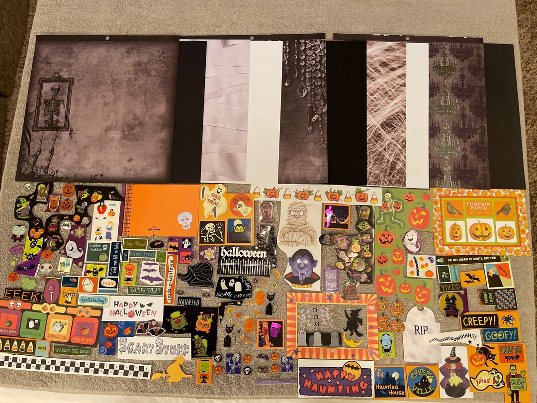 Halloween Scrapbook Kit: 12x12 Paper, Stickers, Embellishments - 233 ...