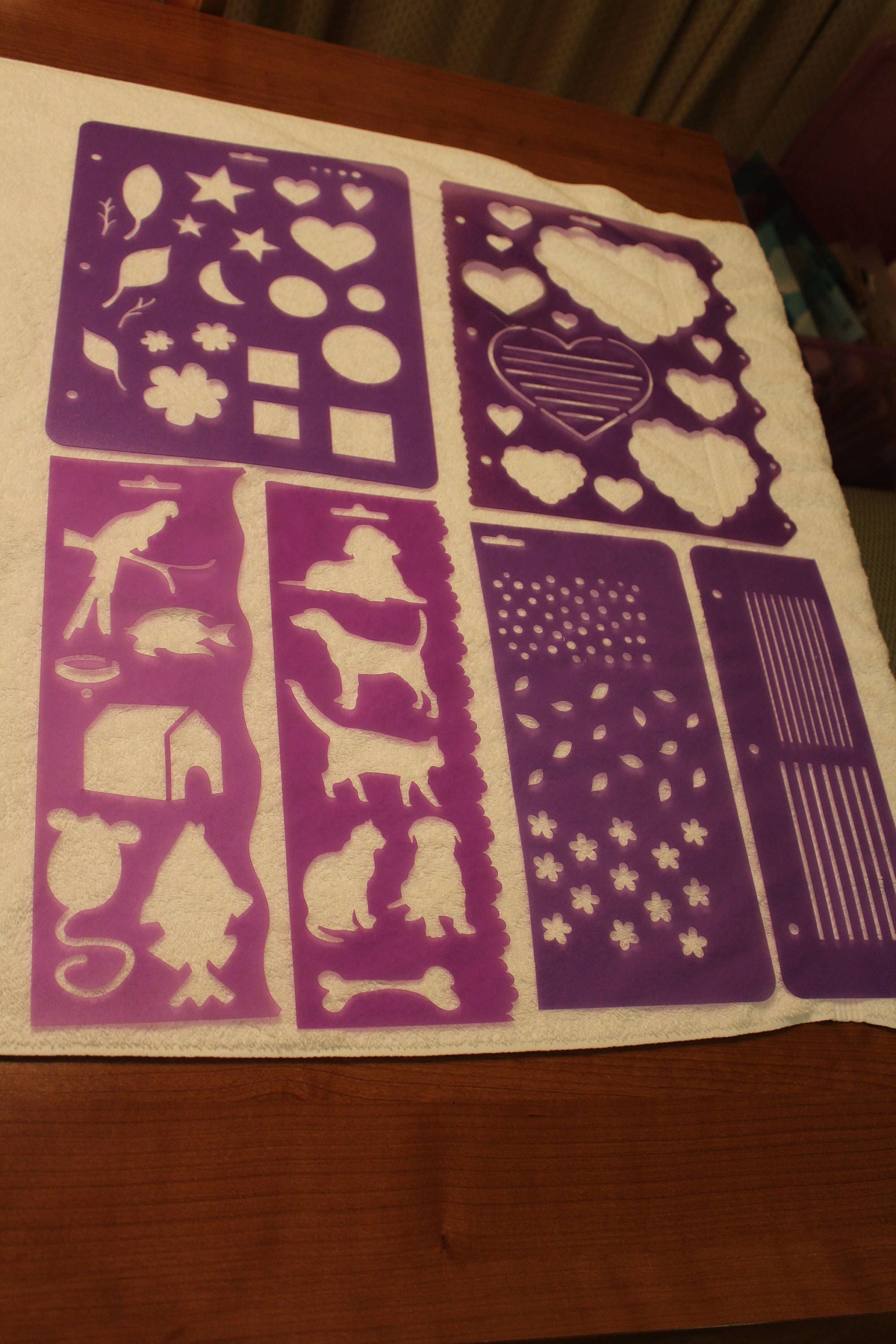 6 Stencil Sheets Mouse Stars Flowers Fish Bird Dogs | Etsy