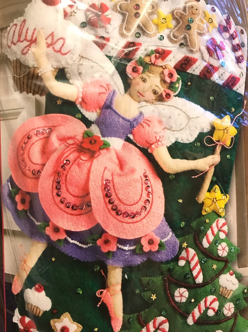 CHRISTMAS STOCKING KIT - Plaid Bucilla Sugar Plum Fairy 18” Felt ...