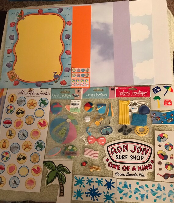 Beach Scrapbook Kit Beach & Clouds Paper Stickers Die - Etsy