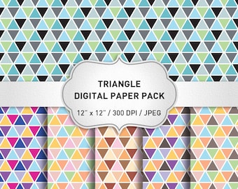 Blue Digital Paper Blue Triangle Digital Paper Geometric | Etsy