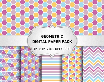 Blue Digital Paper Blue Triangle Digital Paper Geometric | Etsy