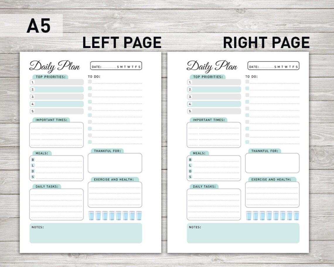Daily Planner Inserts: daily PLANNER Printable Daily to Do List, Day ...