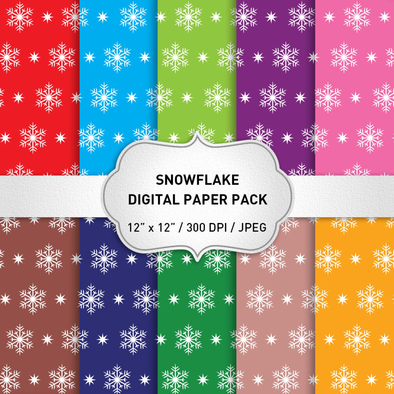 Christmas Digital Paper: "snowflake Digital Paper" Snowflake Pattern ...