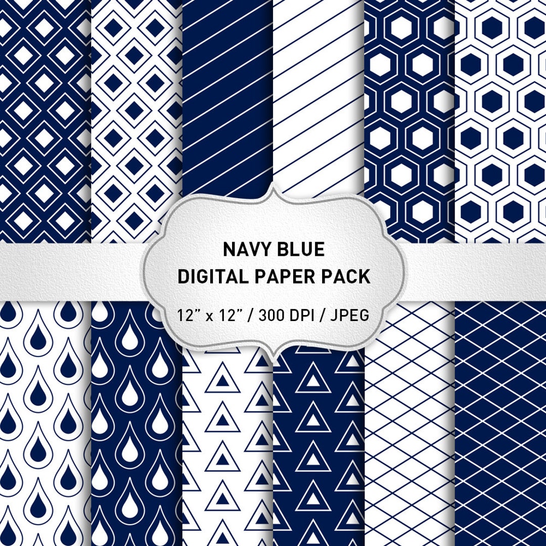 Geometric Digital Paper: "navy Blue Digital Paper" for Scrapbooking ...