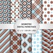 Light Blue and Brown Digital Paper, Scrapbook Digital Paper, Geometric ...