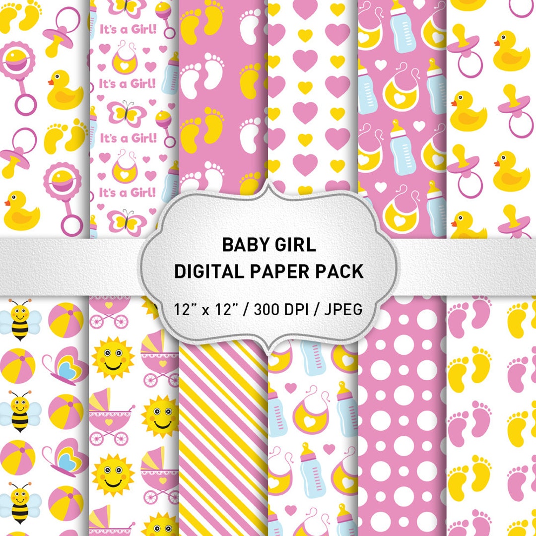 Baby Digital Paper: baby Girl Digital Paper Pink Baby Digital Paper ...