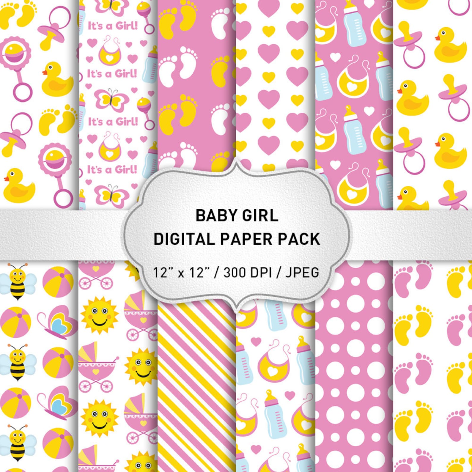 Baby Digital Paper: "baby Girl Digital Paper" Pink Baby Digital Paper ...