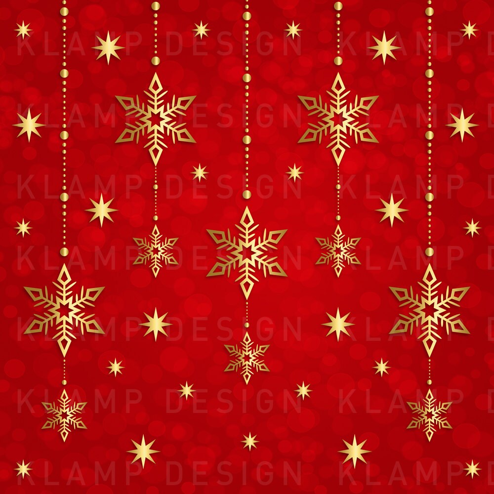 Red and Gold Christmas Digital Paper Commercial Use, Holiday Paper, Red ...