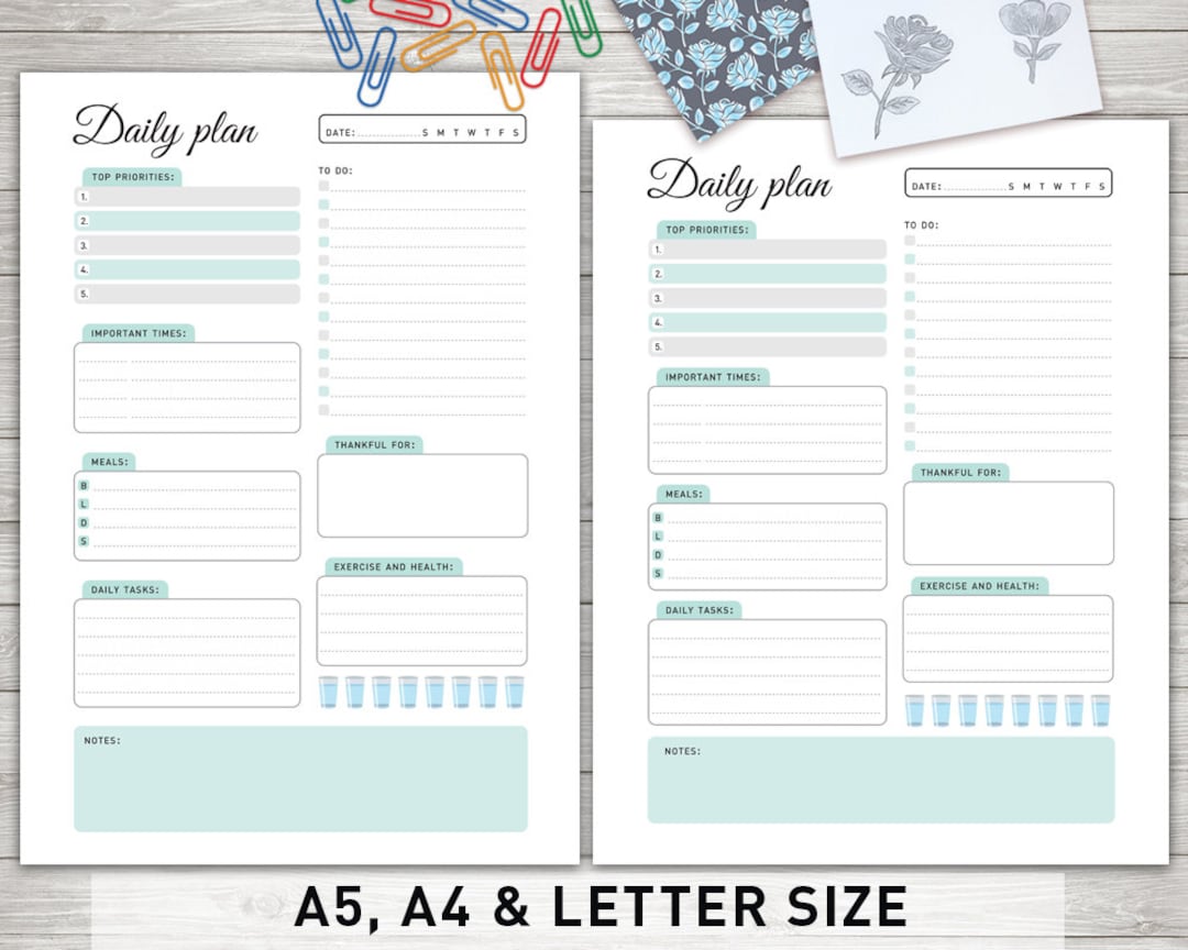 Daily Planner Inserts: "daily PLANNER Printable" Daily to Do List, Day ...