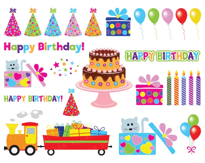 Black and Gold Birthday Clip Art Images, Cake Clip Art, Party Clip Art ...