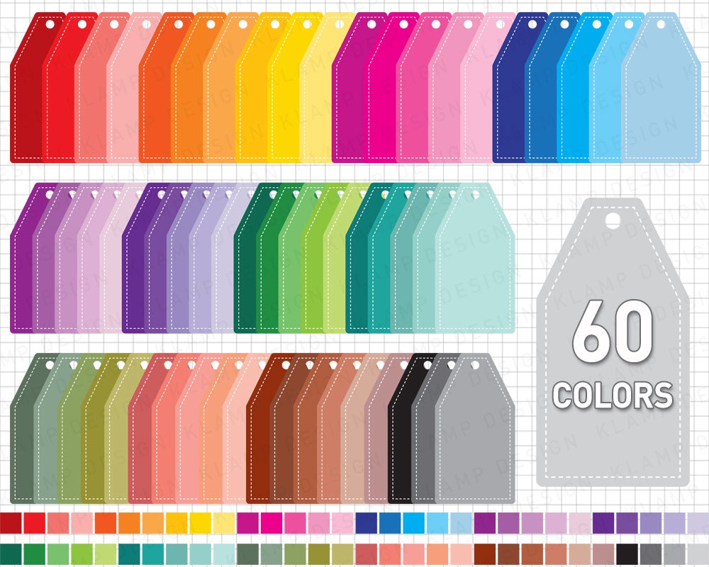 Printable Tags: "digital Tags Clip Art" Rainbow Tags Printable, Digital ...