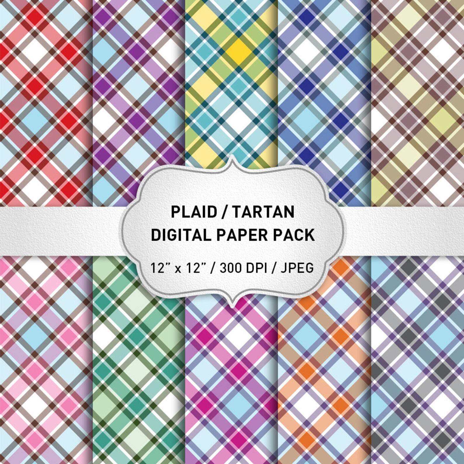 Plaid Digital Paper, Tartan Digital Paper, Plaid Background, Digital ...