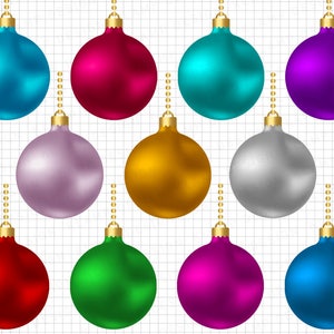 Christmas Digital Paper, Christmas Clip Art, Christmas Ball Clipart ...