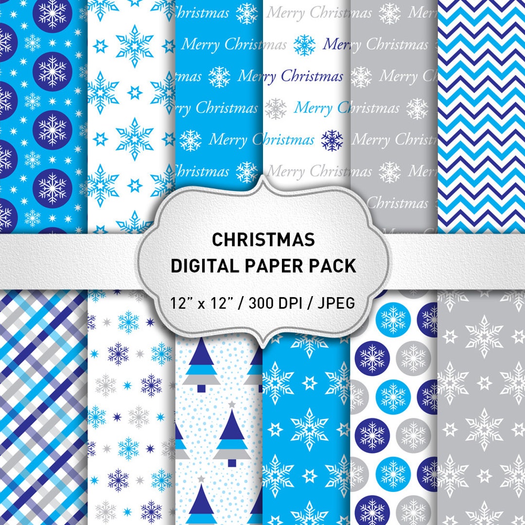 Christmas Digital Paper: "blue Christmas" Digital Paper, Christmas ...