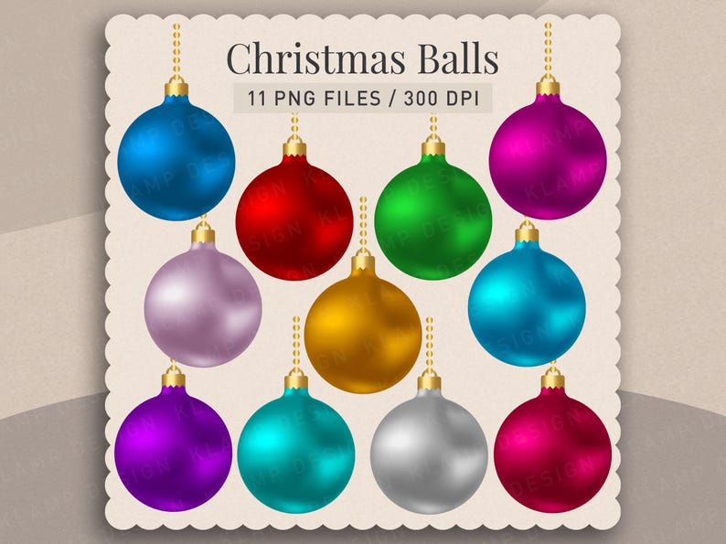 Christmas Balls Clipart, Christmas Clipart Commercial Use, Holiday ...