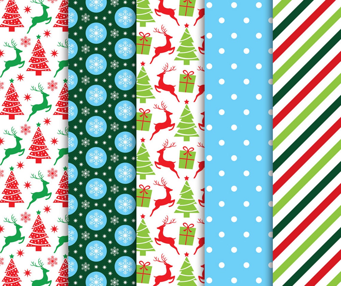 Christmas Digital Paper Commercial Use, Classic Christmas Papers ...