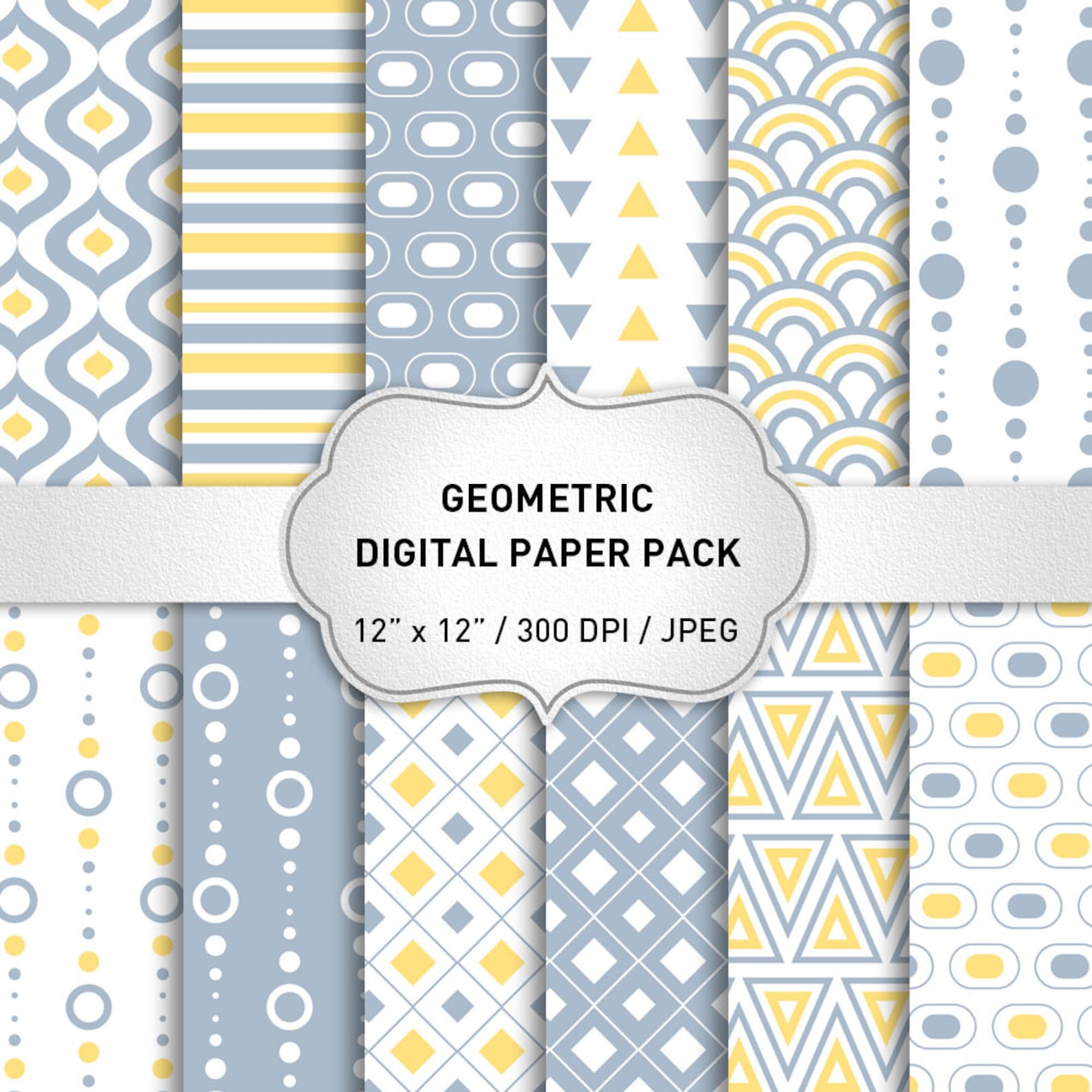 Geometric Digital Paper: "geometric Pattern Digital" With Gray and ...