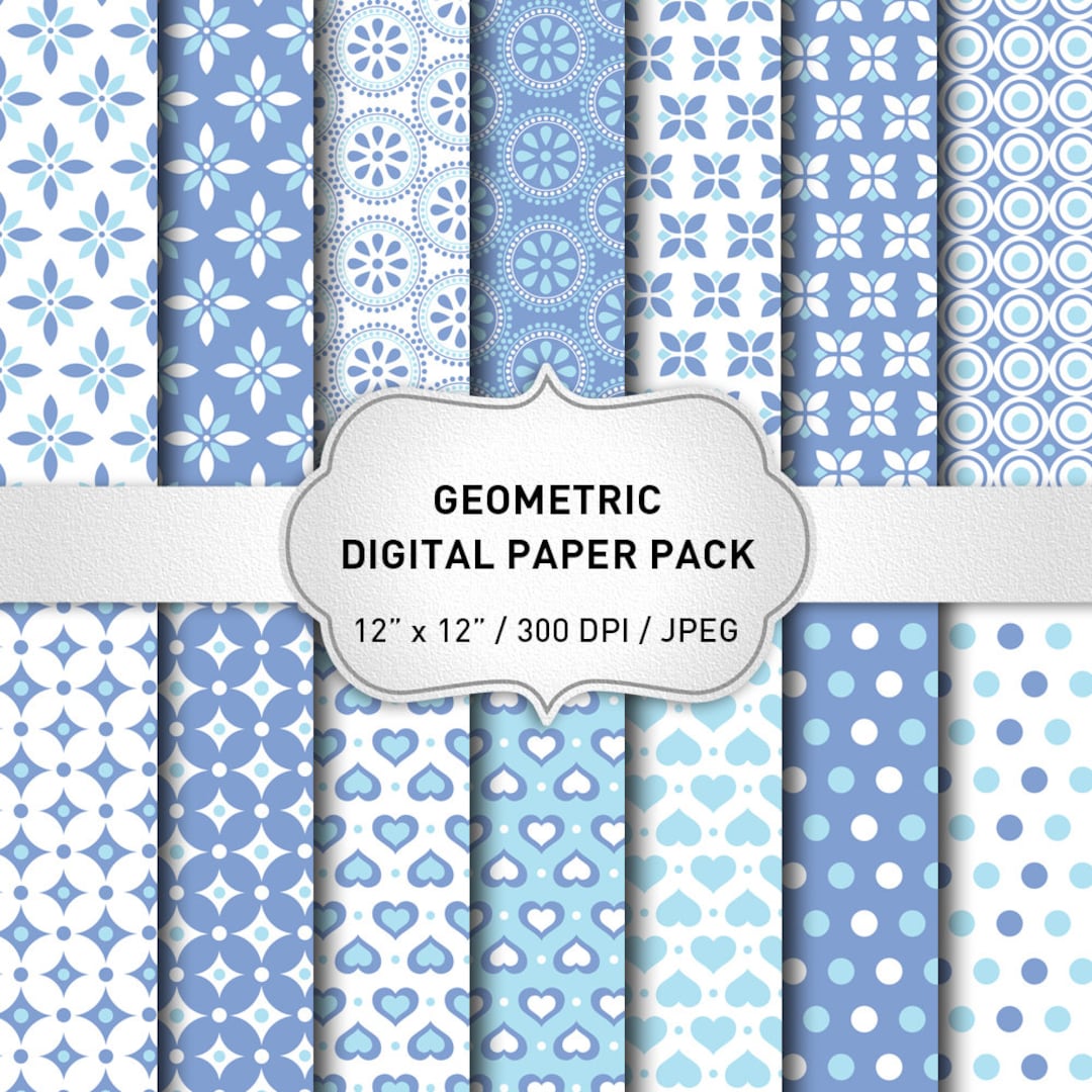 Blue Digital Paper, Scrapbook Papers, Floral Digital Paper, Pattern ...