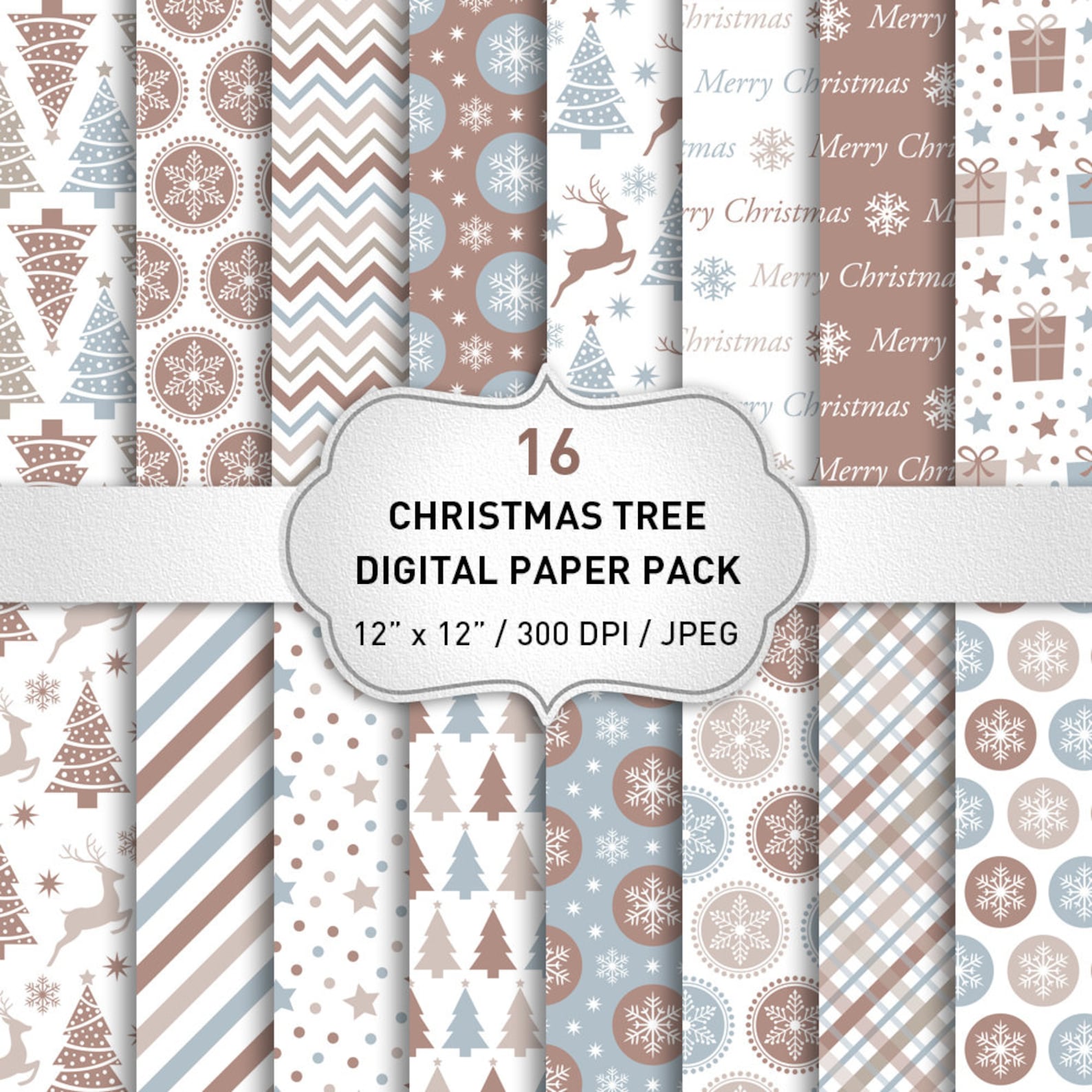 Christmas Digital Paper Commercial Use Christmas Printable - Etsy