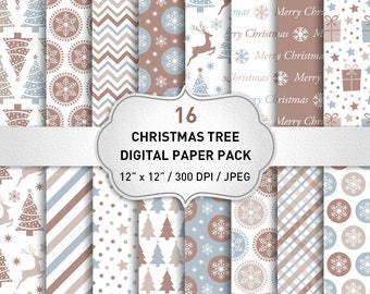 Christmas Digital Paper Commercial Use, Christmas Printable Paper ...
