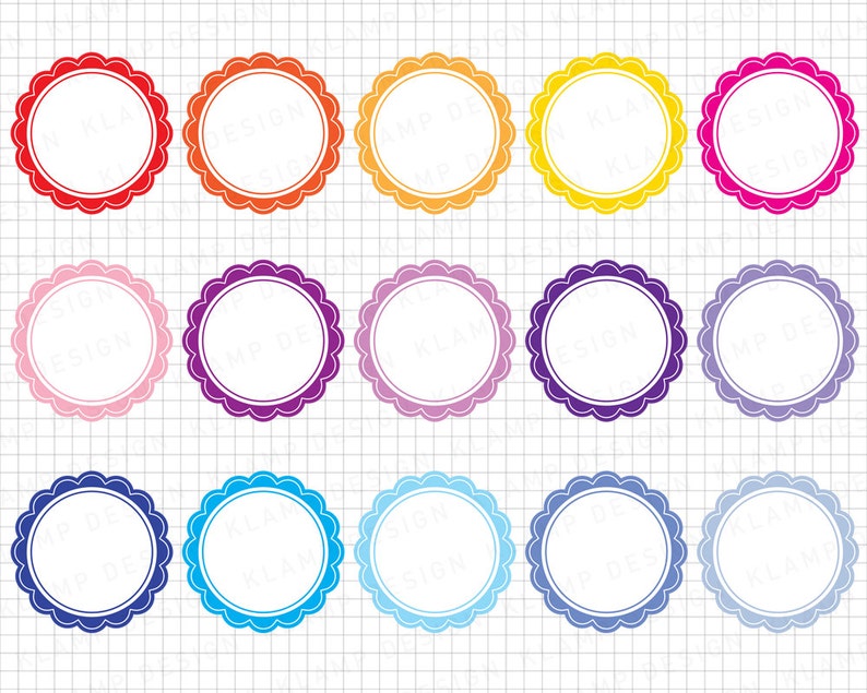 Digital Frame Clipart: "circle Frame Clipart" Scalloped Frames Clipart ...