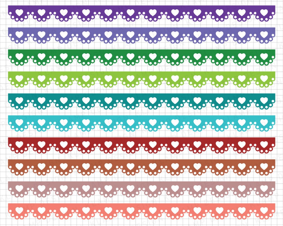 Border Clipart: "scallop Border Clipart" Color Border Clipart, Digital ...