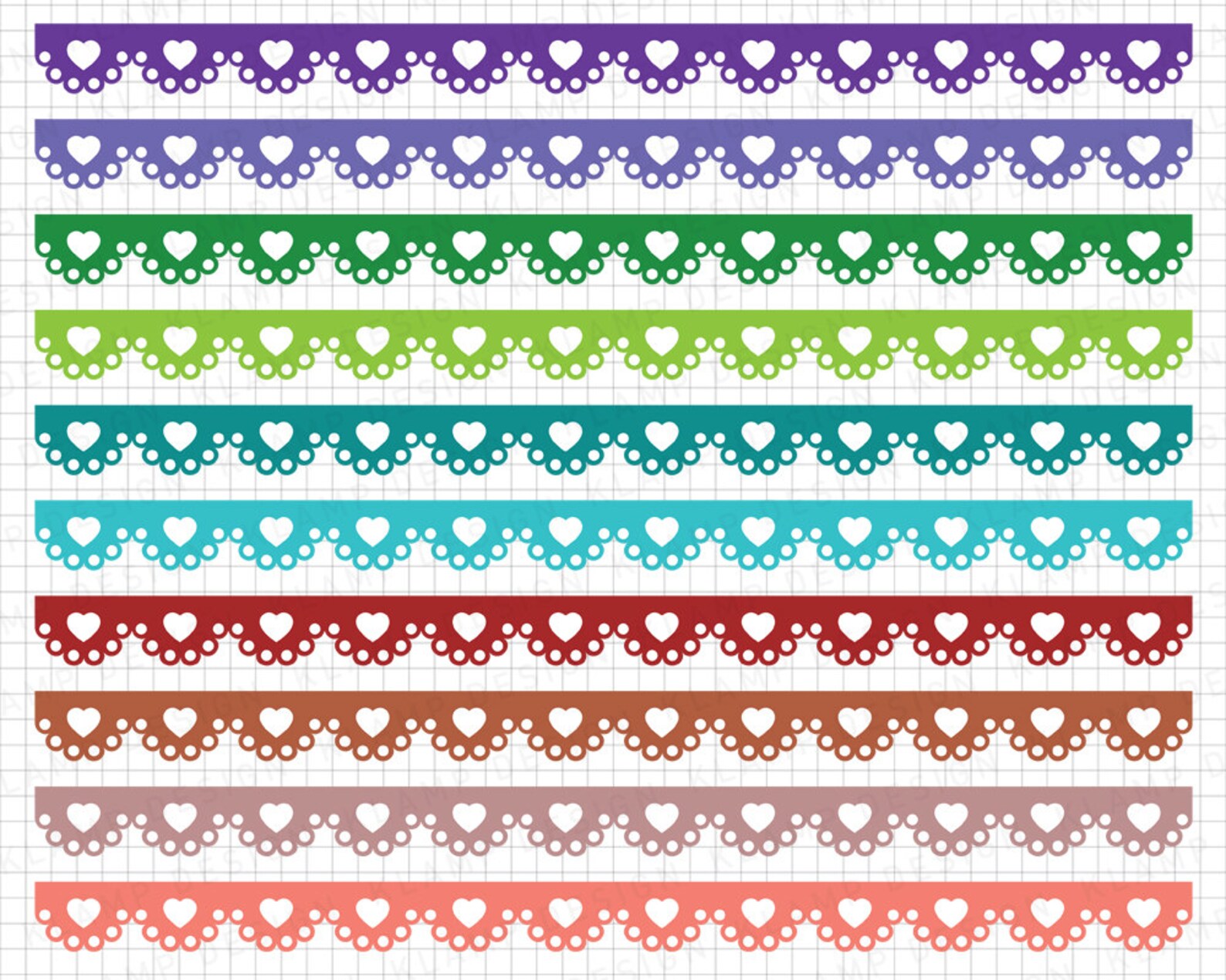 Border Clipart: "scallop Border Clipart" Color Border Clipart, Digital ...