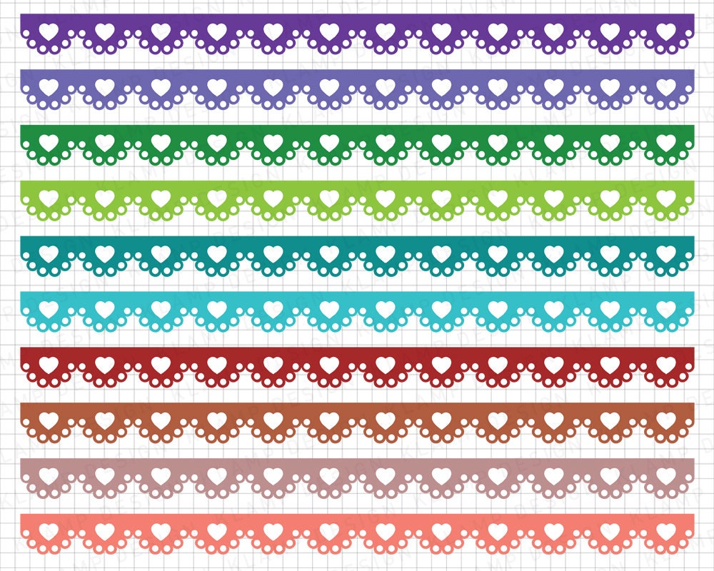 Border Clipart: "scallop Border Clipart" Color Border Clipart, Digital ...