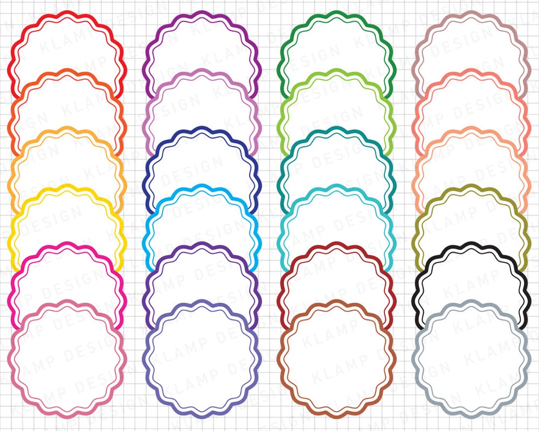 Round Scalloped Clipart, Scalloped Frame Clipart, Round Frame Clipart ...