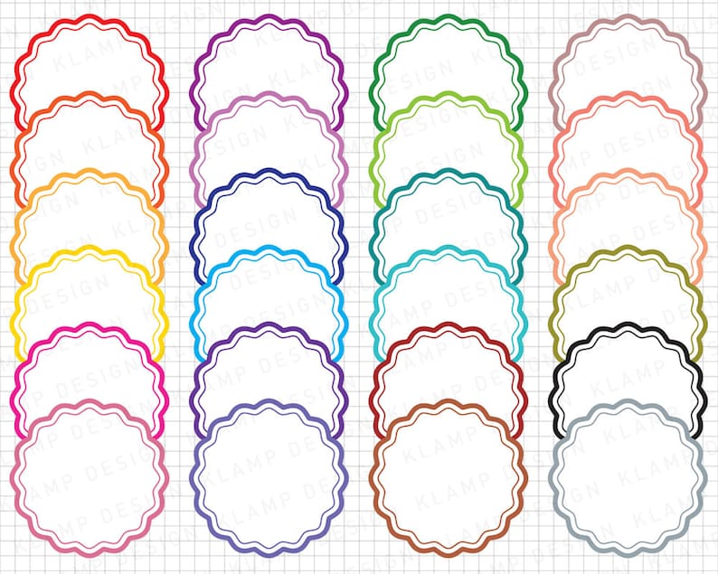Round Scalloped Clipart, Scalloped Frame Clipart, Round Frame Clipart ...