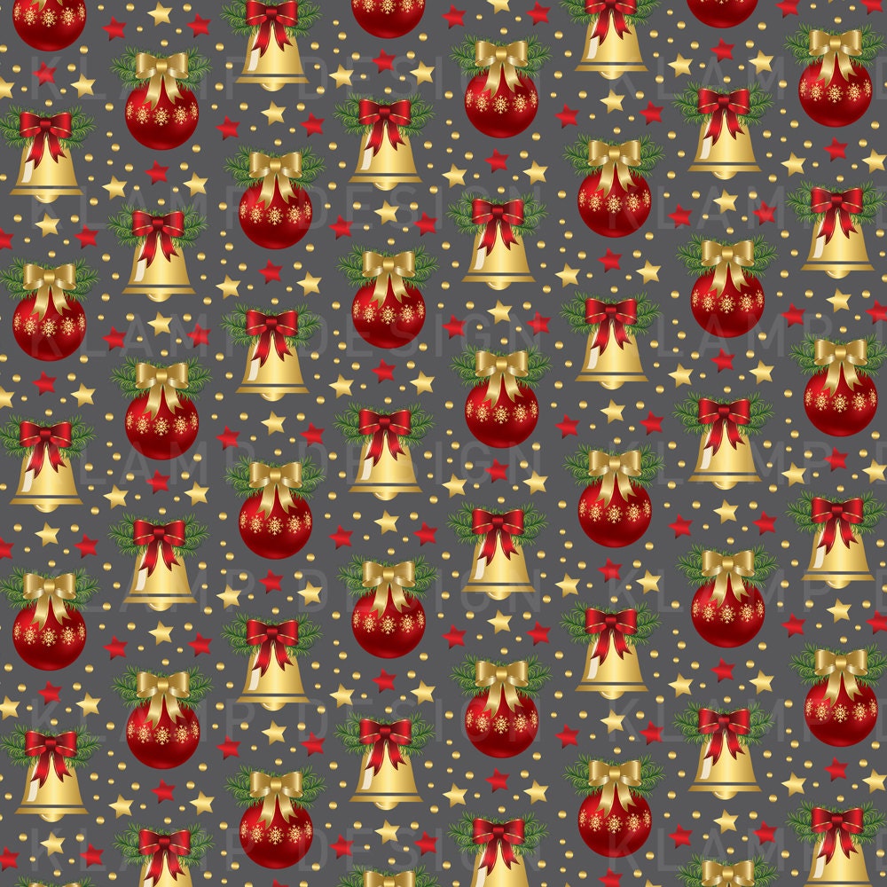 Red and Gold Christmas Digital Paper Commercial Use, Holiday Paper, Red ...