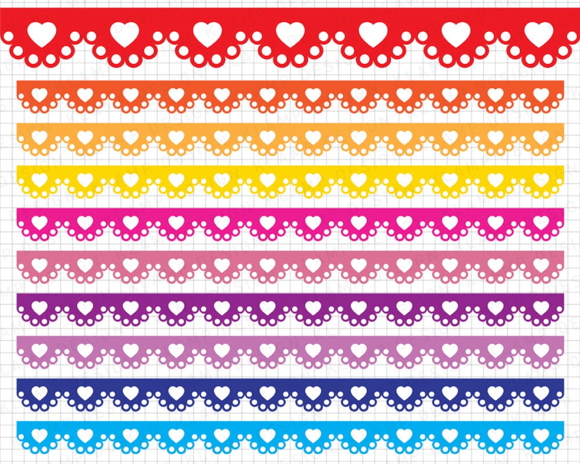 Border Clipart: "scallop Border Clipart" Color Border Clipart, Digital ...