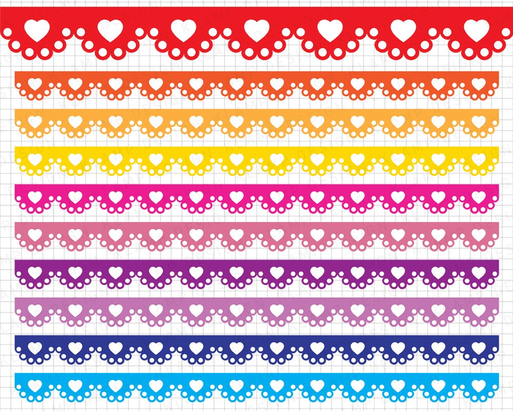 Border Clipart: "scallop Border Clipart" Color Border Clipart, Digital ...