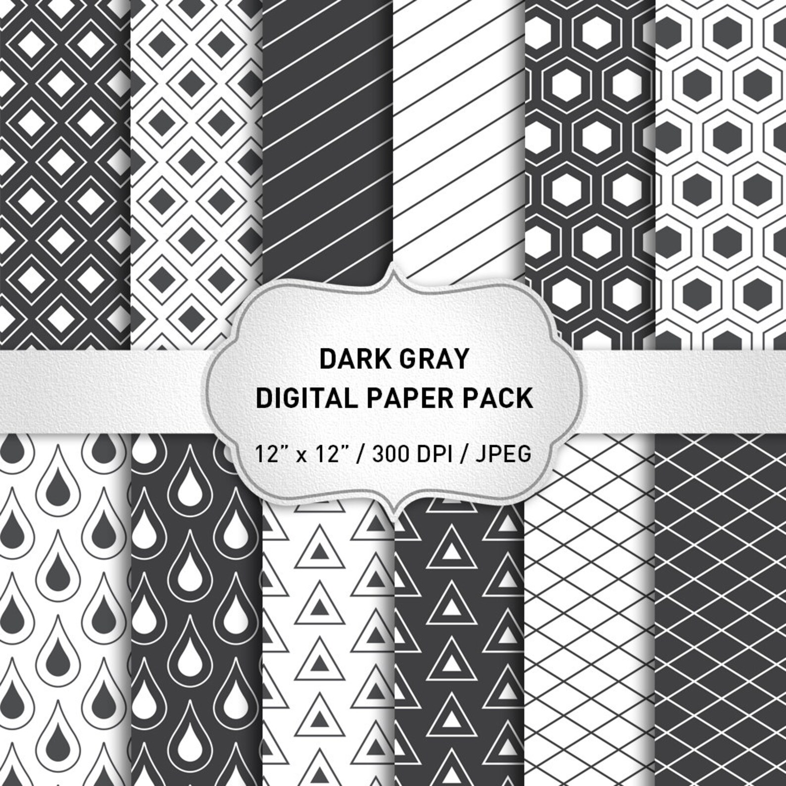 Gray and White Digital Paper: "gray Digital Paper" Dark Gray Digital ...