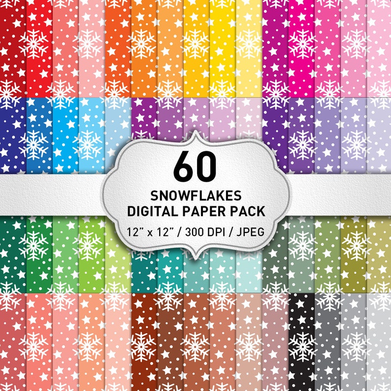 Christmas Digital Paper: "snowflakes Digital Paper" Pack for ...