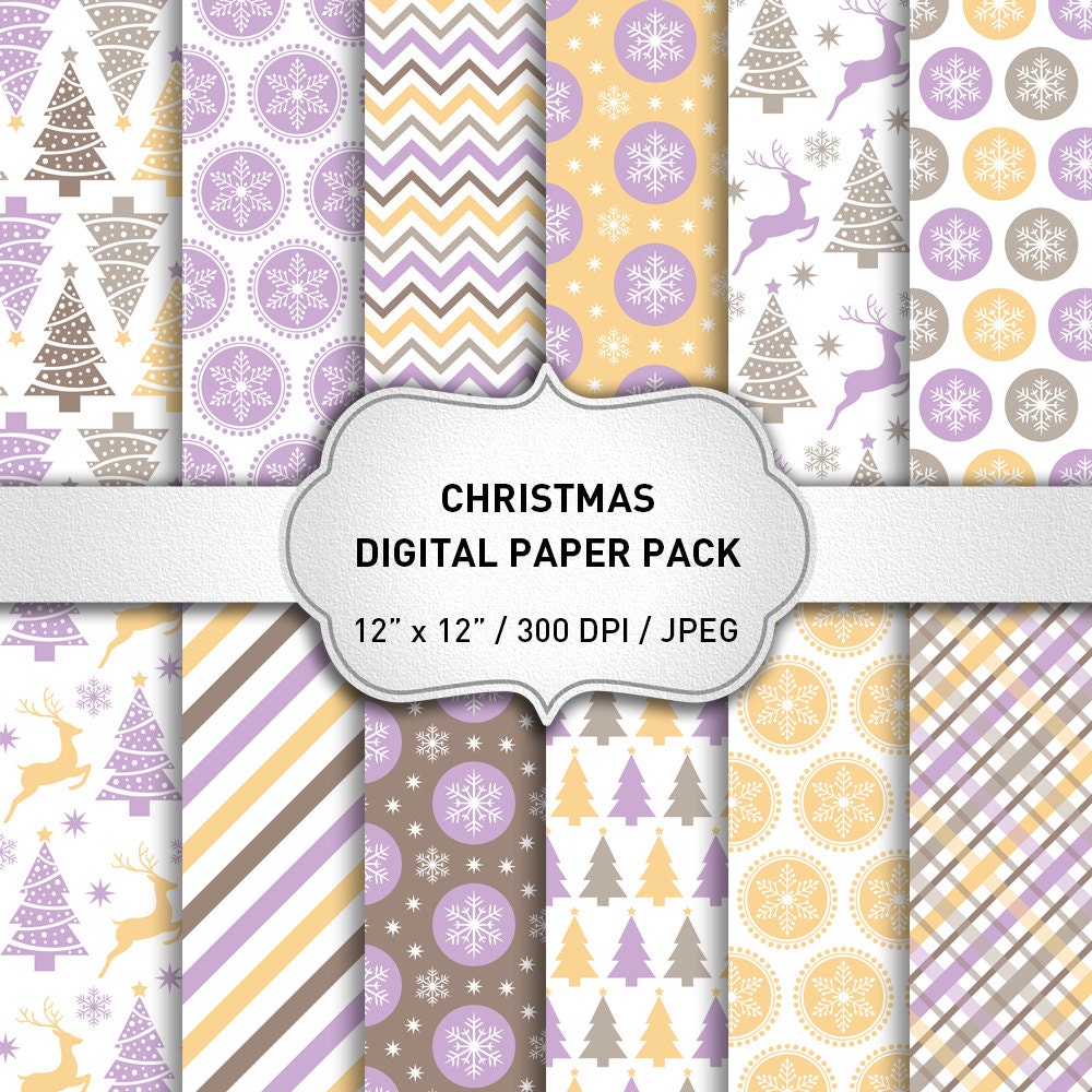 Christmas Digital Paper Commercial Use: "purple CHRISTMAS Papers" With ...