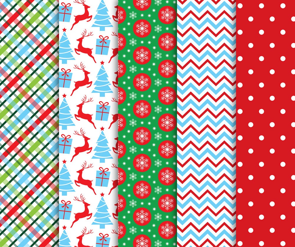 Christmas Digital Paper Commercial Use, Classic Christmas Papers ...