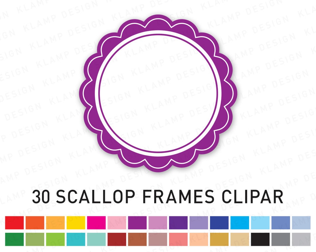 Digital Frame Clipart: "circle Frame Clipart" Scalloped Frames Clipart ...