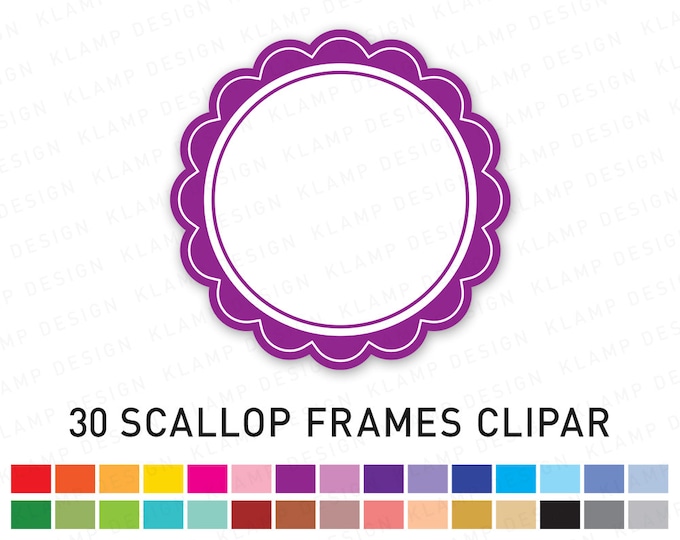 Simple Circle Frames, 9 Inch Round Clip Art Border Digital Stamp ...
