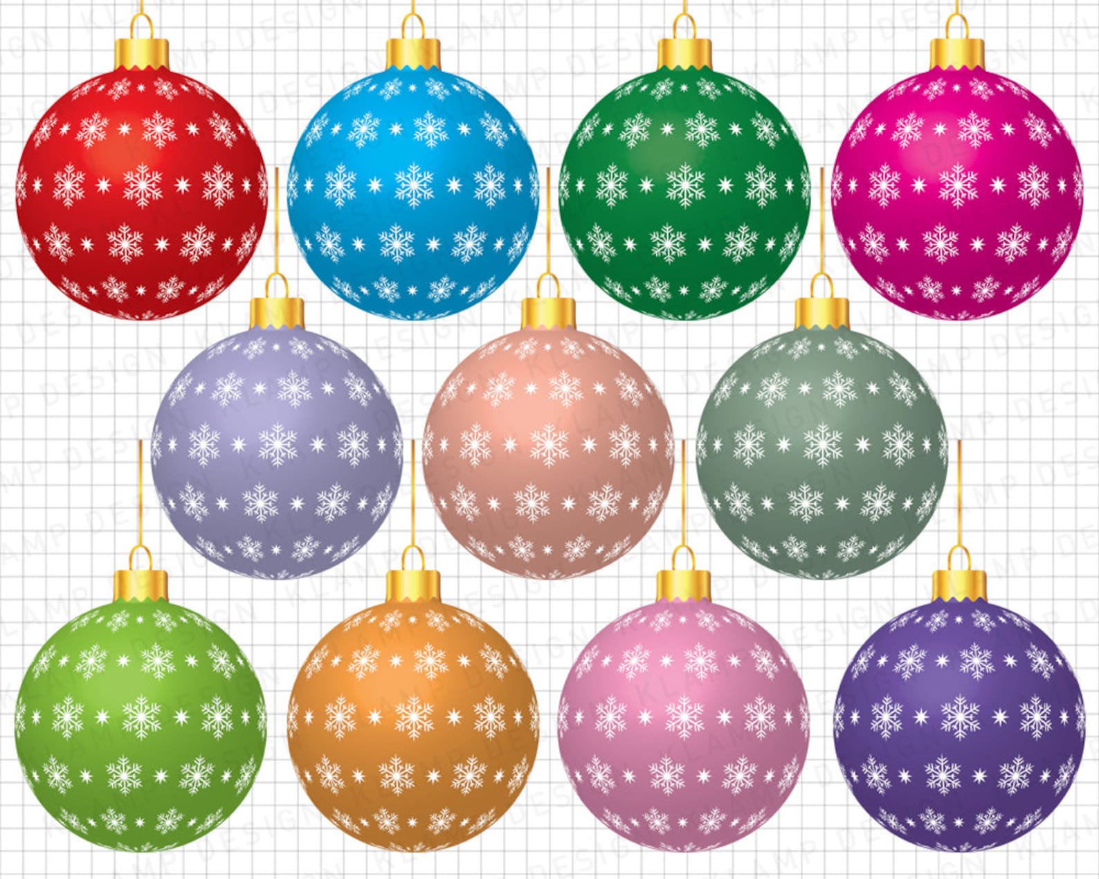Christmas Clipart: "christmas Balls Clipart" Commercial Use Holiday ...